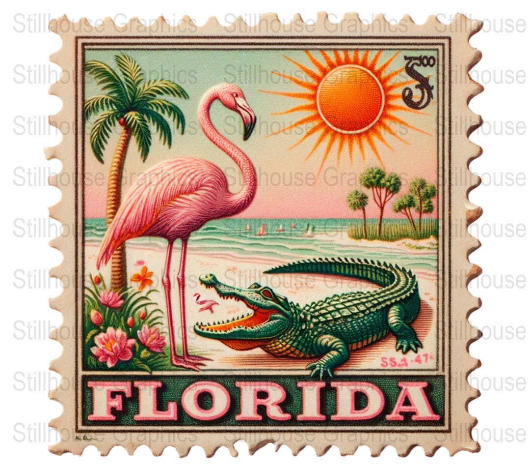 Florida Stamp State PNG, Vintage Stamp Sublimation Design, USA State ...