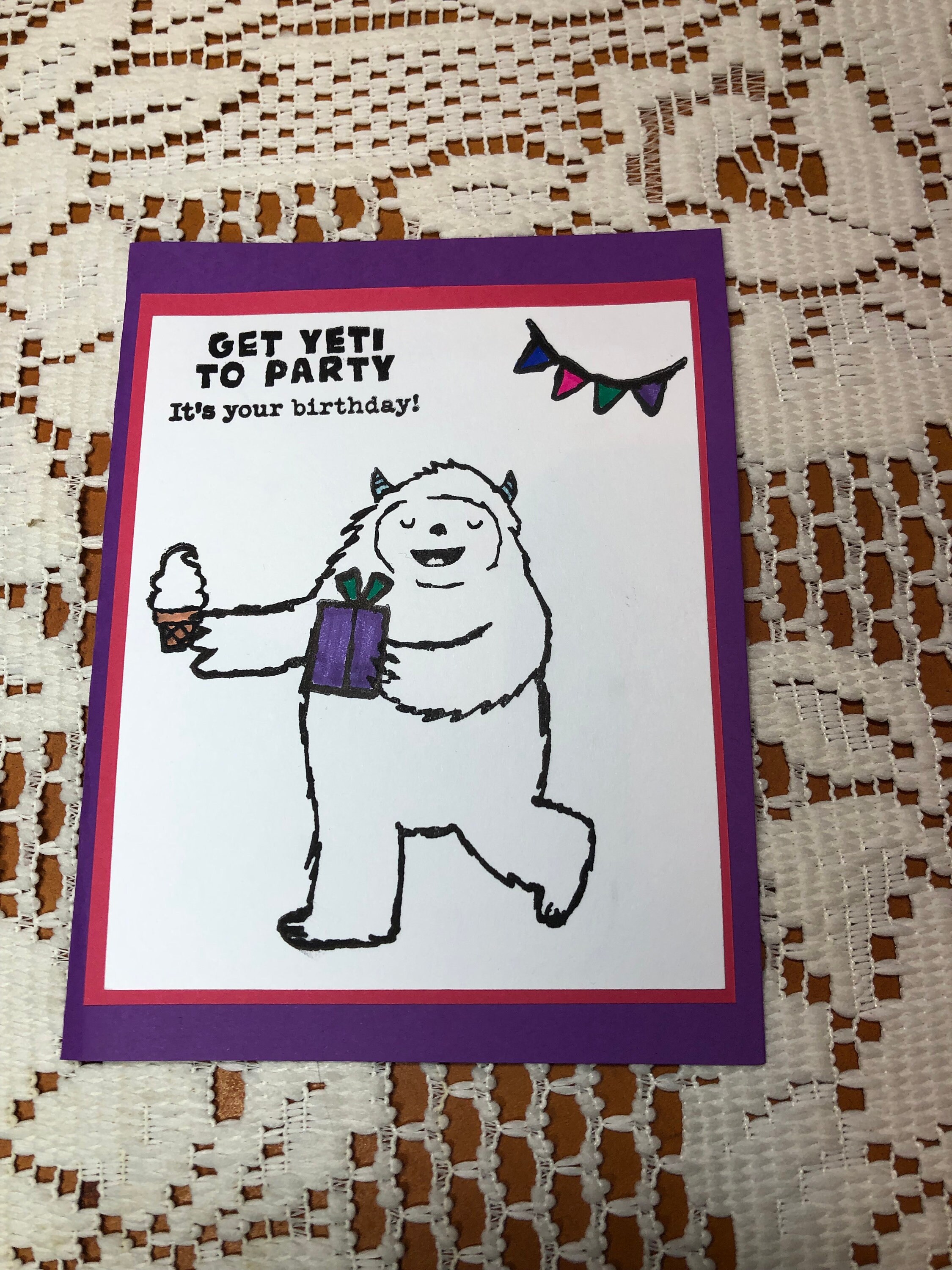 Set of 3 Handmade Yeti Birthday Cards - Etsy