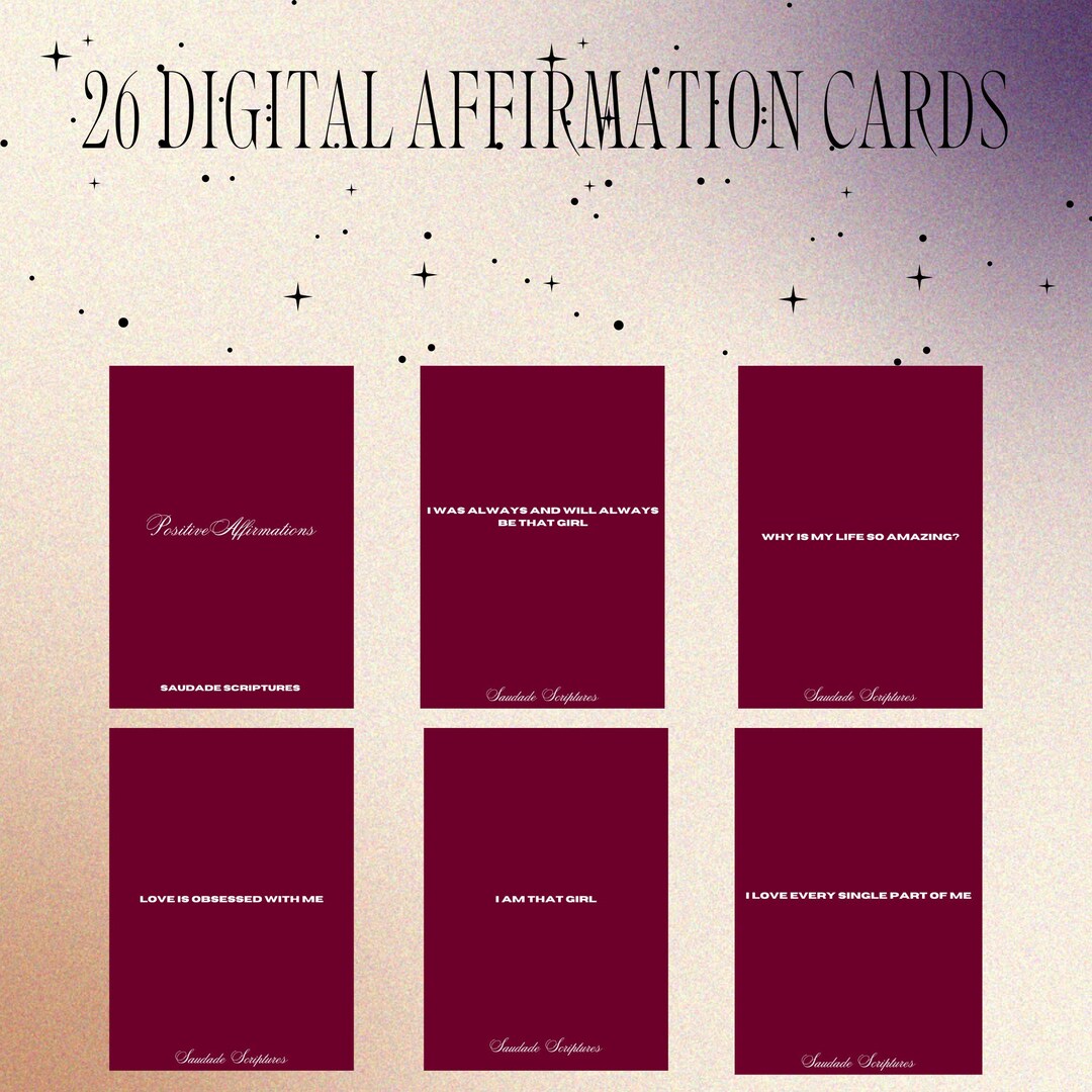 Positive Digital Affirmation Cards, Positive Quote Flash Cards, Self ...