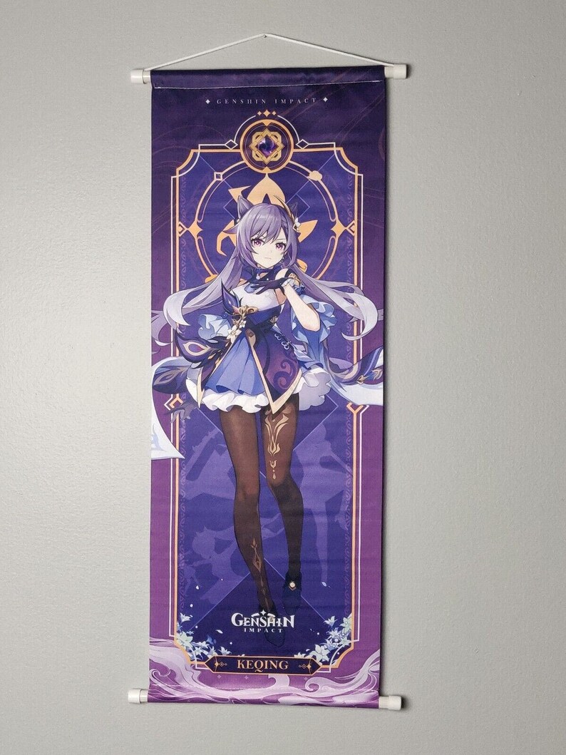 Genshin Impact Keqing Anime Wall Scroll Poster 30 by 70 Cm U.S. Seller ...