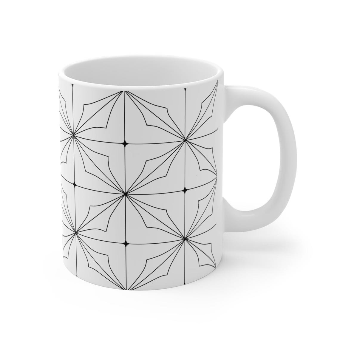 Linear Strokes Mug, Figure Design Coffee Cup, Unique Brush Strokes Tea ...