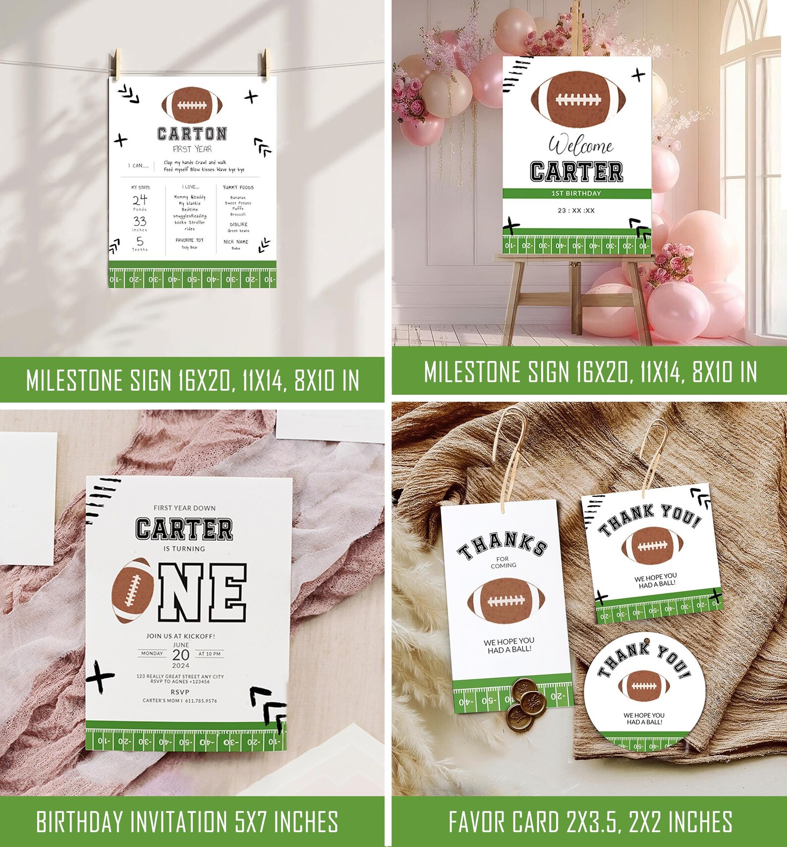 Editable Football Milestone Bundle, Sports Birthday Photo Milestone ...