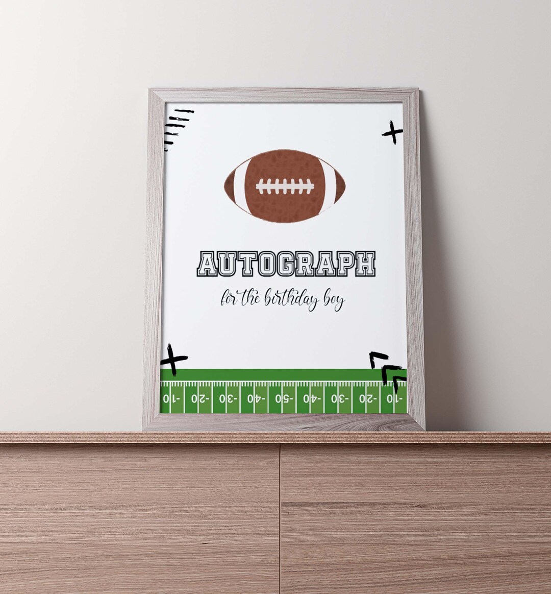 Football Party Autograph Sign, Football Birthday Decor, 1st Year Down ...