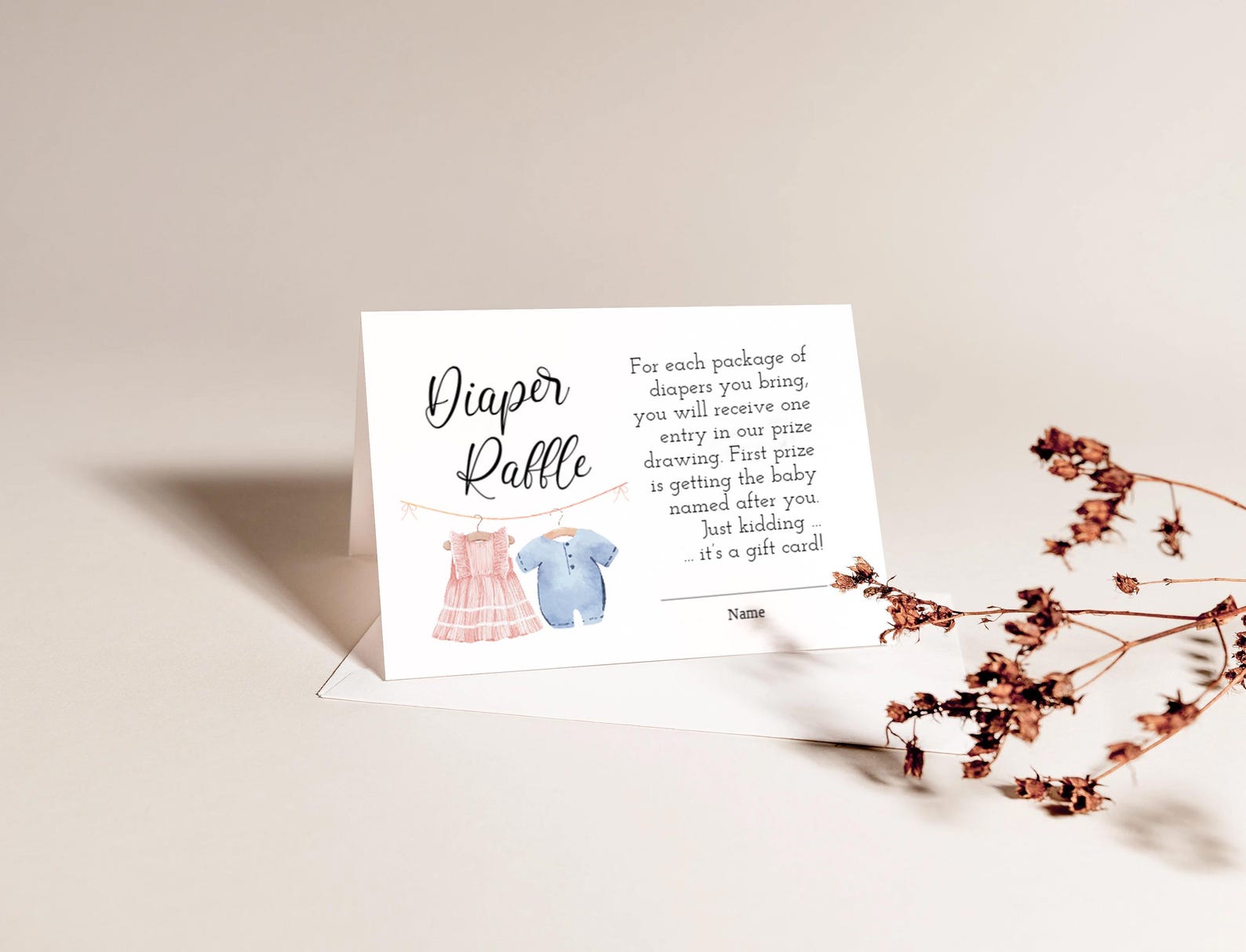Diaper Raffle Editable Template, Minimalist Baby Shower Template ...
