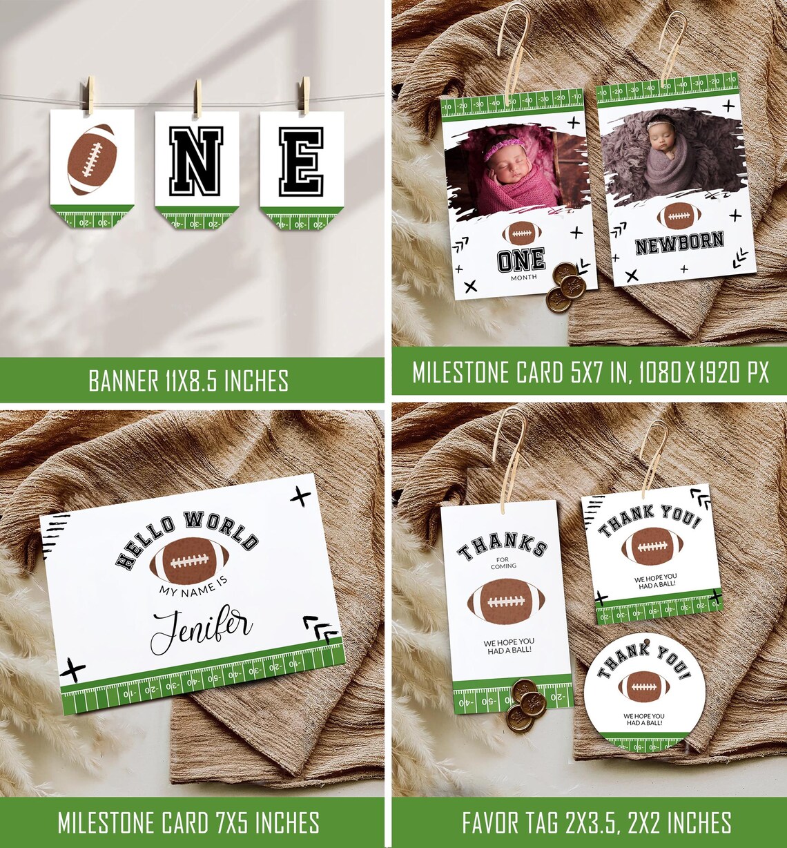 Editable Football Milestone Bundle, Sports Birthday Photo Milestone ...