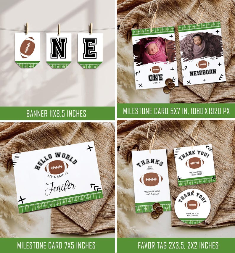 Editable Football Milestone Bundle, Sports Birthday Photo Milestone ...