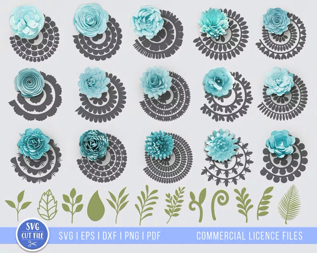 3D Flower SVG, Paper Flower Clipart, Digital Download, Digital Paper ...