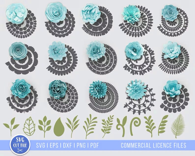 3D Flower SVG, Paper Flower Clipart, Digital Download, Digital Paper ...