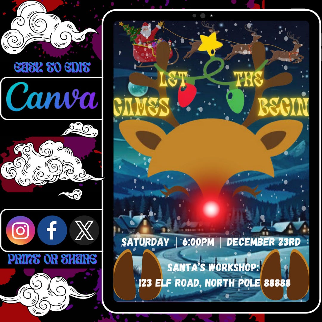 Reindeer Games: (optional MP4 Download) Editable Rudolph the Red Nosed ...