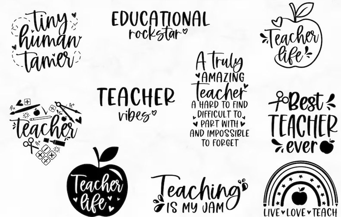 Teacher Svg Bundle, Teacher Quote Svg, Teacher Svg, School Svg, Teacher ...