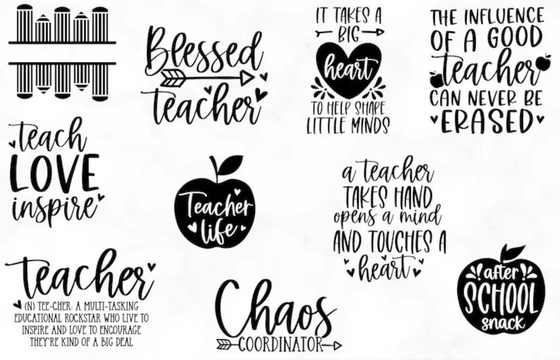 Teacher Svg Bundle, Teacher Quote Svg, Teacher Svg, School Svg, Teacher ...