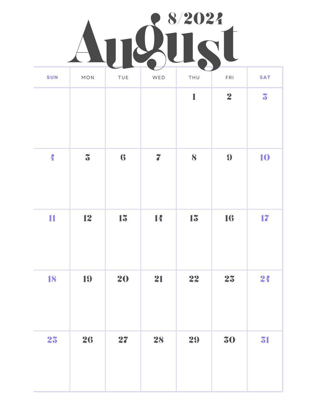 Calendario Agosto 2024, Calendario 2024, Planificador, Descargar e ...