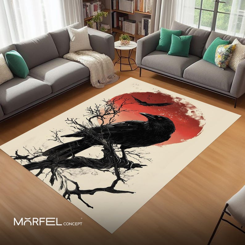 Raven Blood Moon Rug – Gothic Witchy Home Decor - Etsy