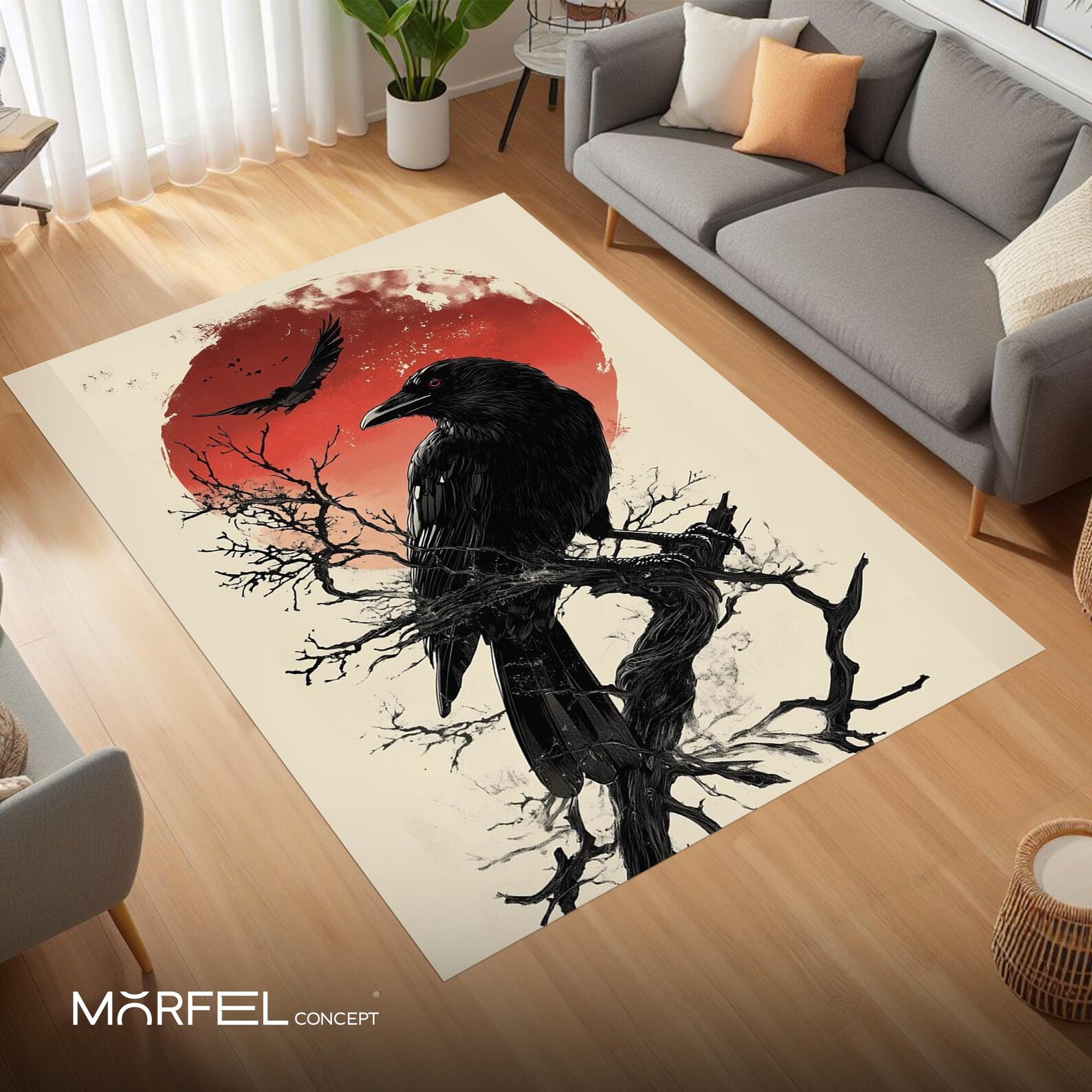 Raven Blood Moon Rug – Gothic Witchy Home Decor - Etsy