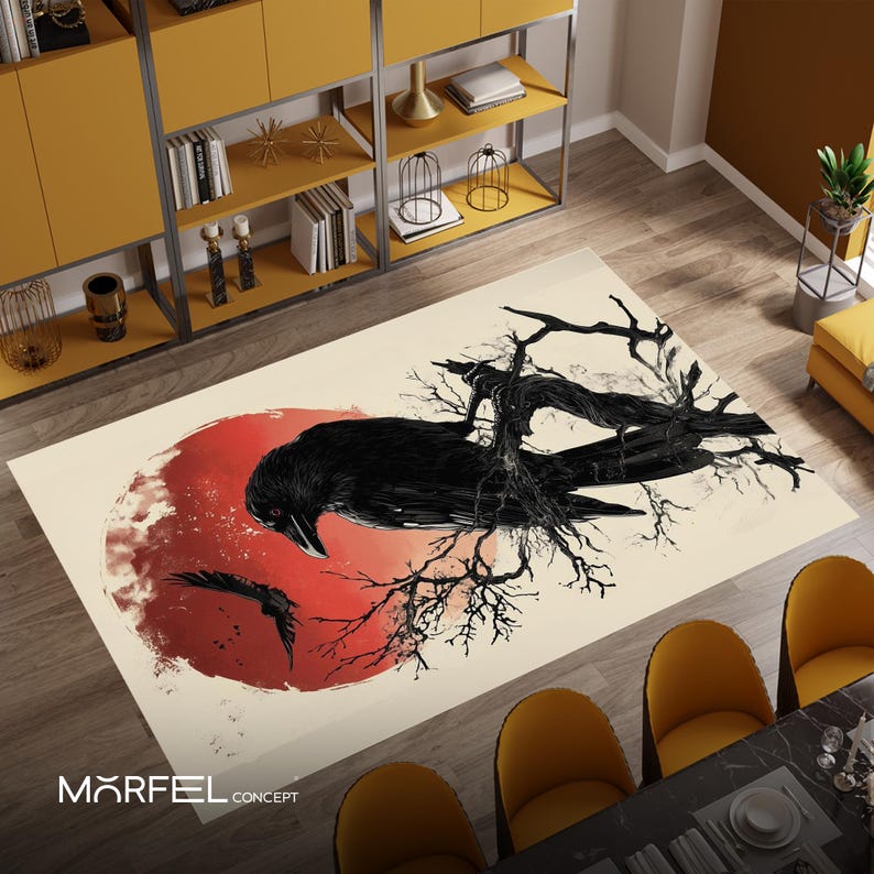 Raven Blood Moon Rug – Gothic Witchy Home Decor - Etsy