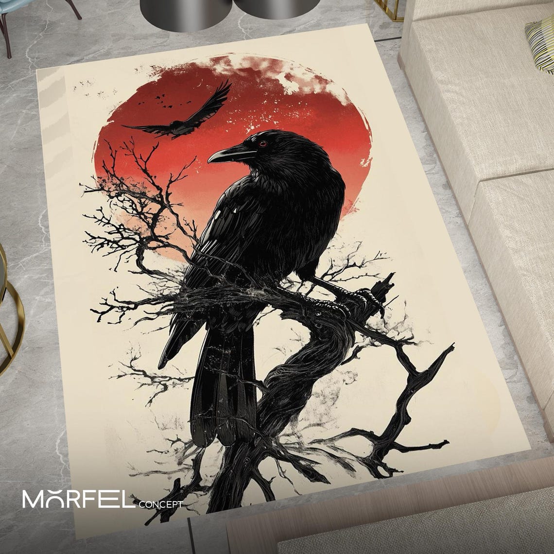 Raven Blood Moon Rug – Gothic Witchy Home Decor - Etsy