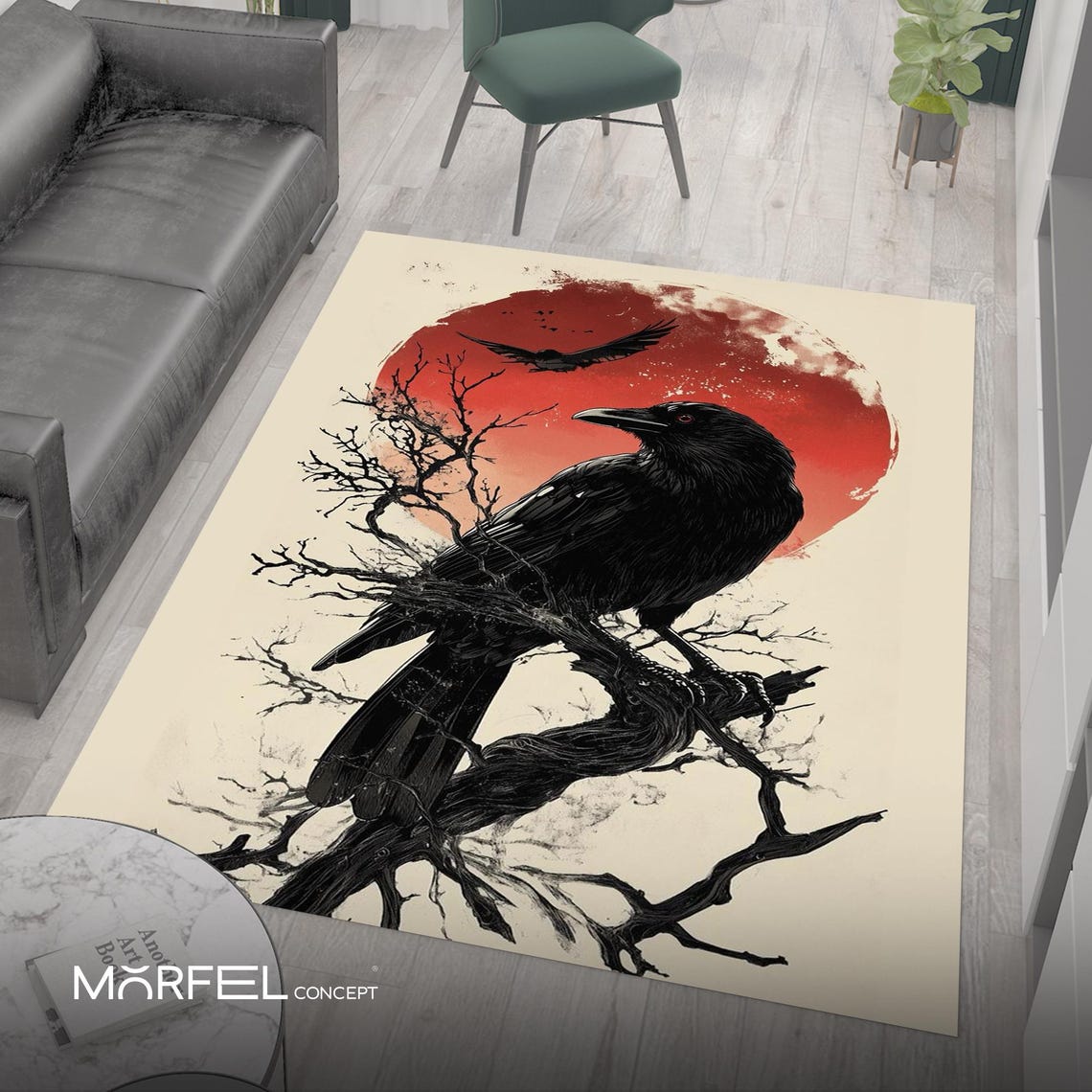 Raven Blood Moon Rug – Gothic Witchy Home Decor - Etsy