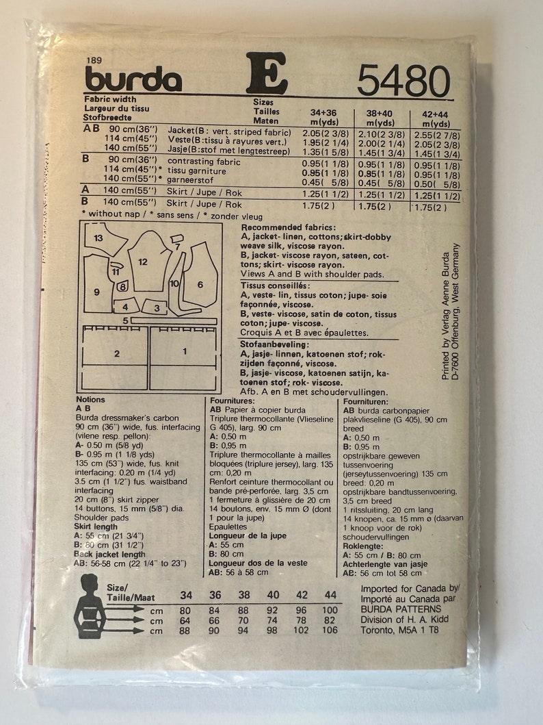 Burda 5480 | Vintage Sewing Pattern | Sewing Pattern | Uncut and ...