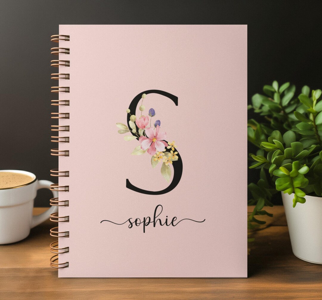 Personalized Journal, Custom Journal Floral Monogram & Name Diary ...