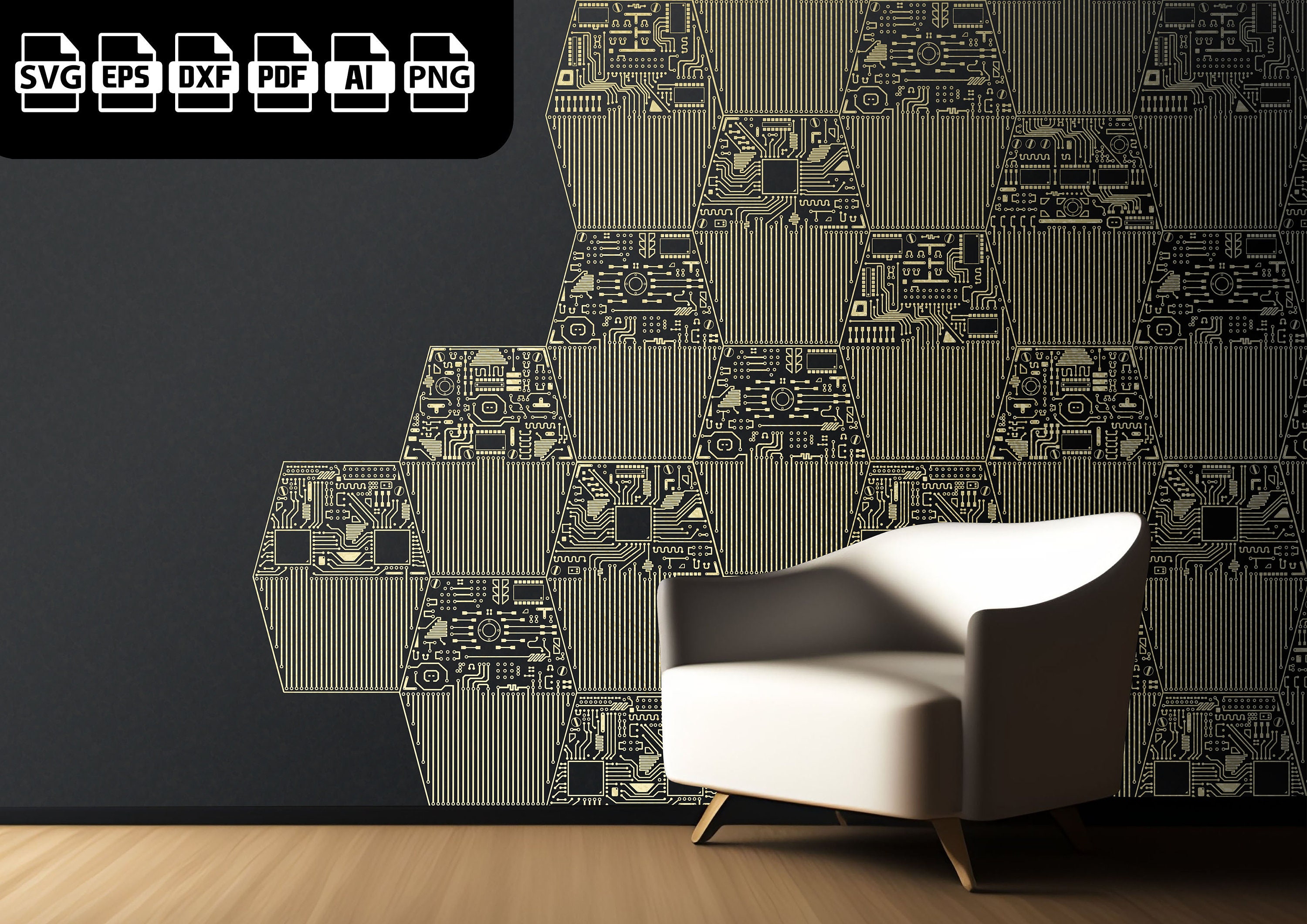 Circuit Pattern Motherboard Technology SVG, DXF, EPS, Ai, - Etsy
