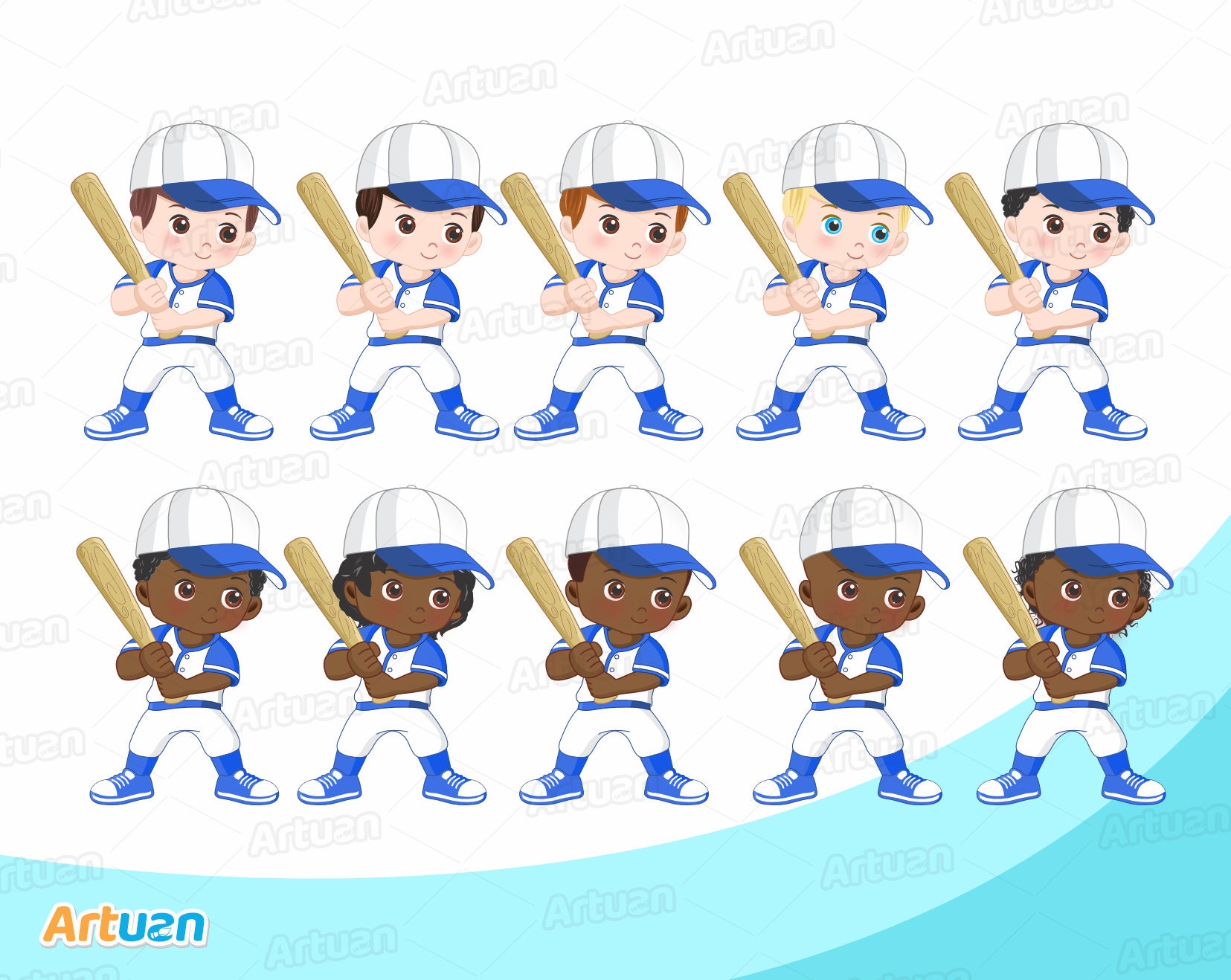 10 Kids Baseball, High Resolution, Clip Art Baseball, Eps , Png , Print ...