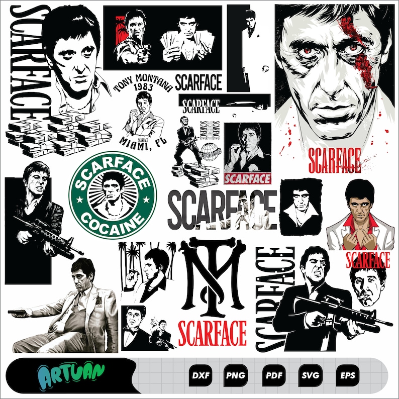 SCARFACE , Dxf, Eps, Svg, Pdf, Png , Cricut , Silhouette , File Cut ...