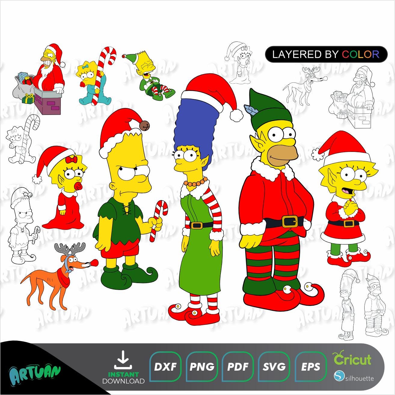 Simp. Christmas, Clip Art, Bundle, Svg, Dxf, Png, Eps, Pdf, Stickers, T ...