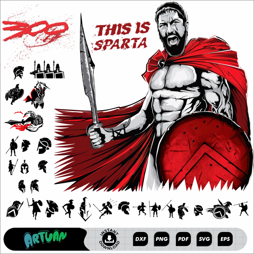 300 Leonidas, Bundle Spartan, DXF, SVG, Eps, Png, Pdf, Silhouette ...