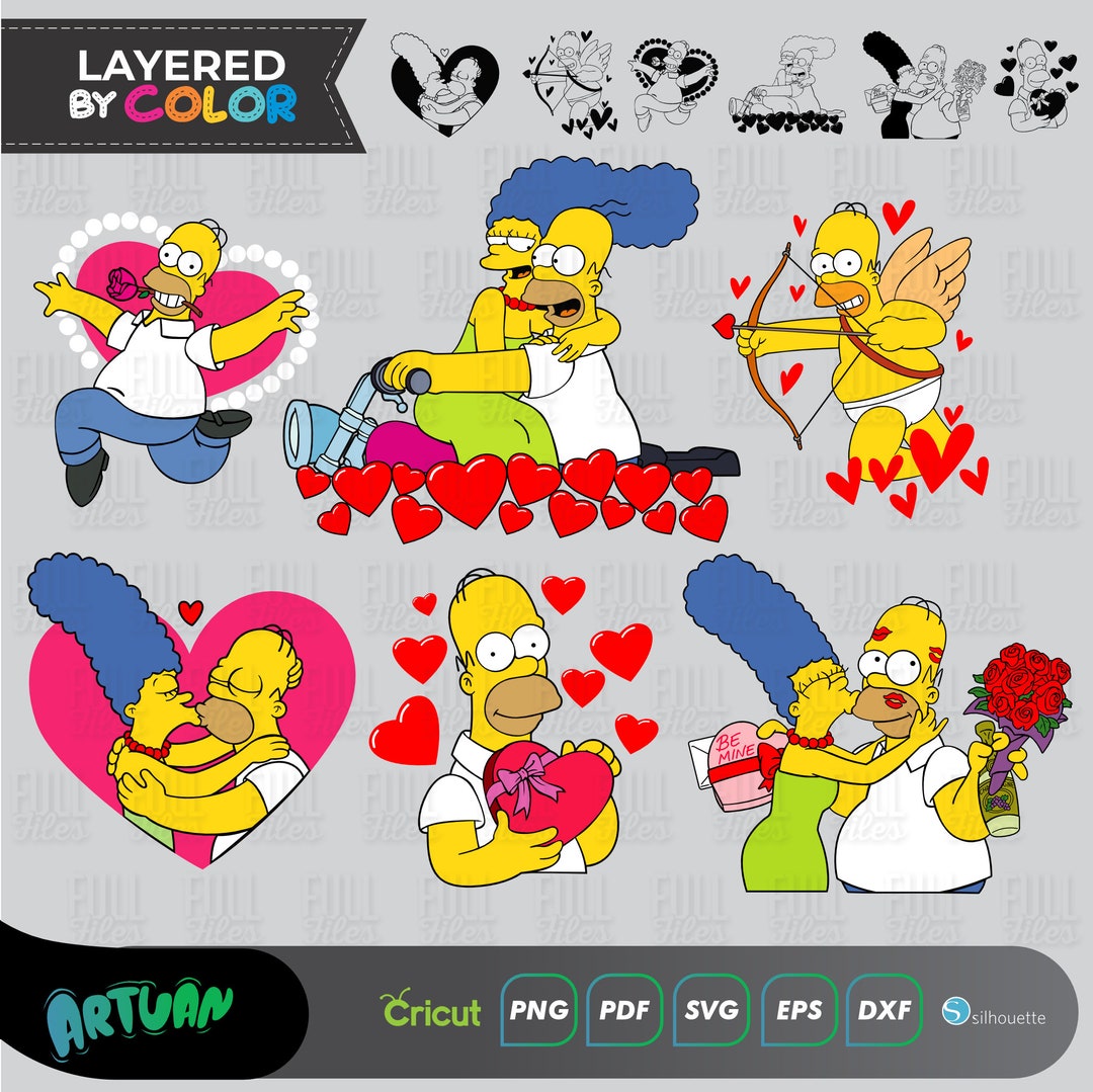 Simpson Love Bundle, SVG, Dxf, Eps, Pdf, Png , Cricut , Silhouette ...