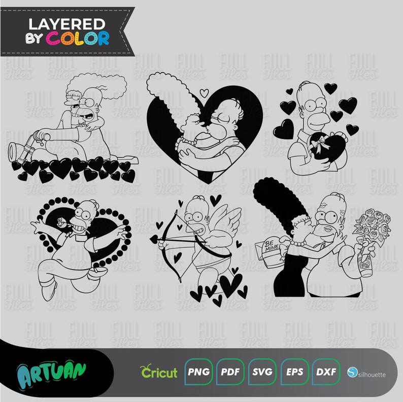 Simpson Love Bundle, SVG, Dxf, Eps, Pdf, Png , Cricut , Silhouette ...