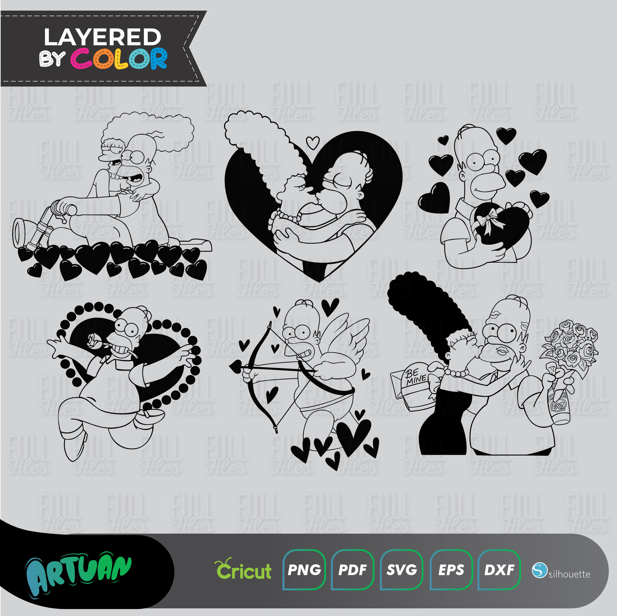 Simpson Love Bundle, SVG, Dxf, Eps, Pdf, Png , Cricut , Silhouette ...