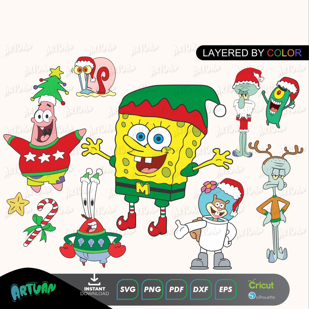 B. Sponge Merry Christmas Svg, Dxf, Png, Pdf, Eps, Clip Art, Bundle ...