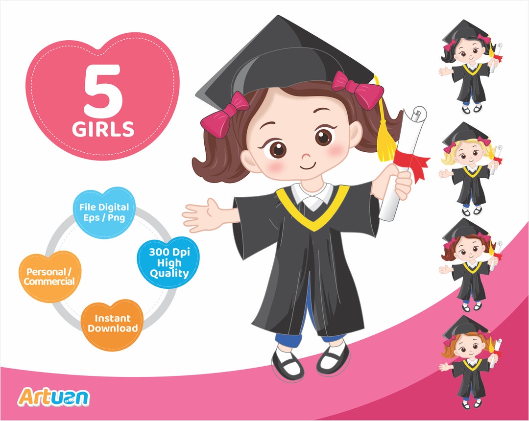 Pretty Girl Graduation EPS, PNG, High Resolution , Instant Download ...
