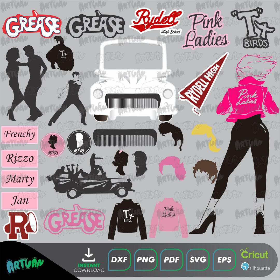 Grease Clip Art, Bundles, Svg, Png, Dxf,eps,pdf, Cricut, Silhouette ...