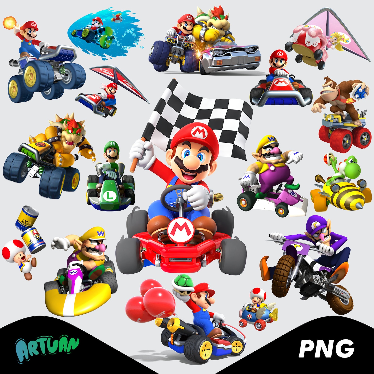 MARIO KART PNG 3468 X 3467 Px Tour, Instant Download, Transparent ...