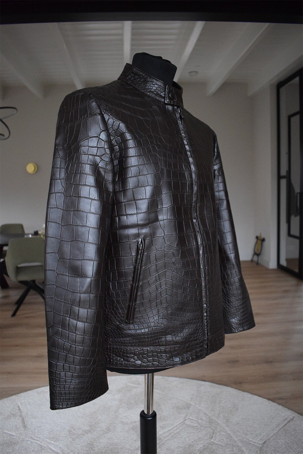 Custom Black Crocodile Leather Jacket - Etsy