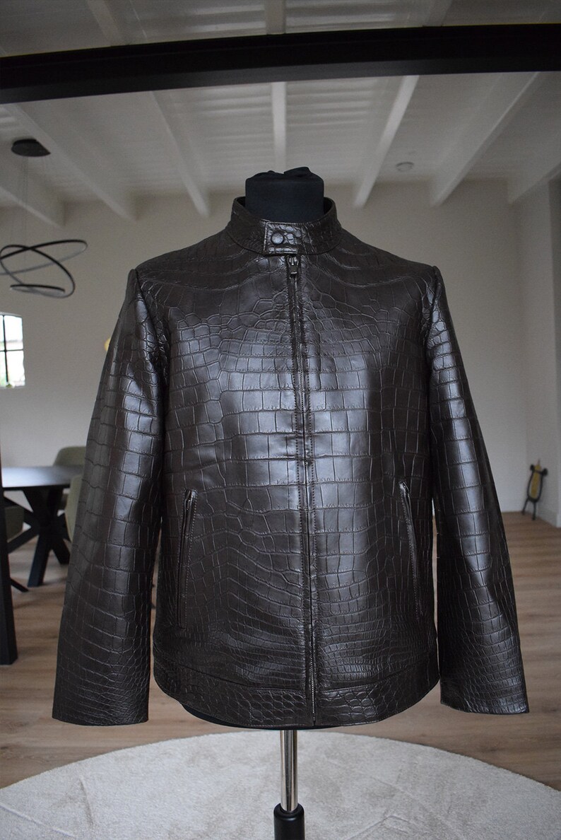 Custom Black Crocodile Leather Jacket - Etsy