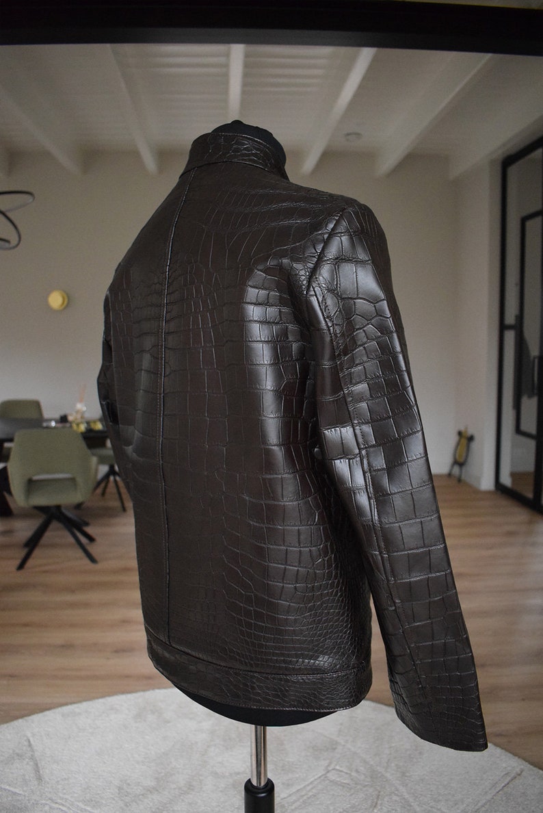 Custom Black Crocodile Leather Jacket - Etsy