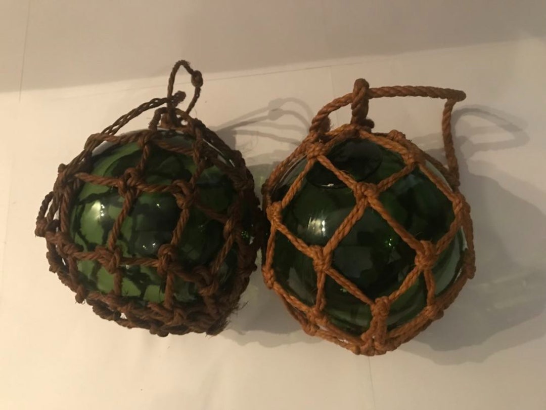 Pair of Vintage Dark Green Glass Fishing Floats in (old but Not ...