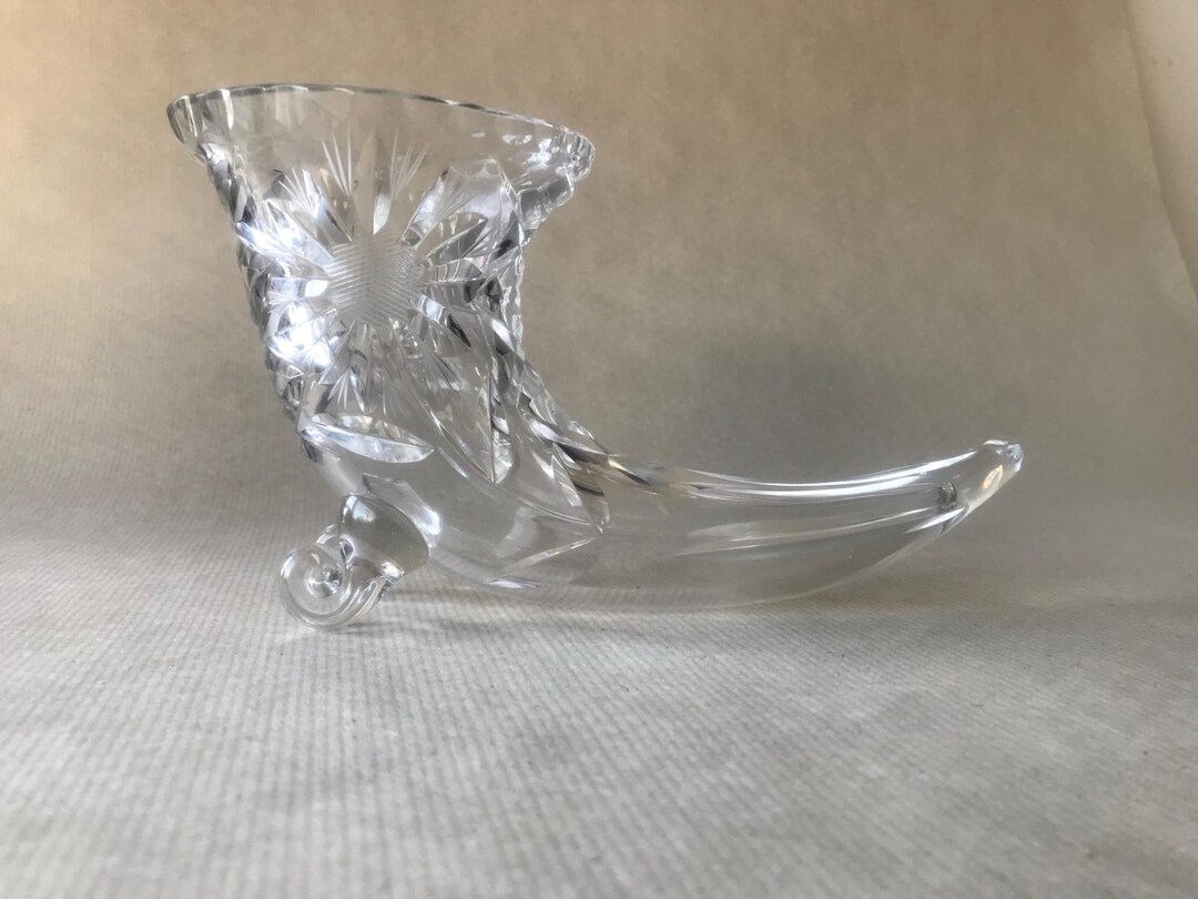 Discover the Elegance of a Vintage Cut Glass Cornucopia Horn of Plenty ...