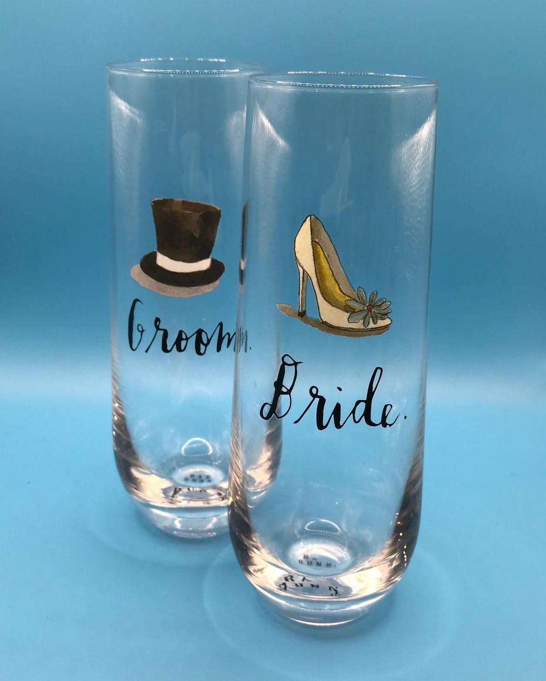Vintage Rae Dunn Bride & Groom Champagne Flutes - 10 Oz Wedding Toast ...
