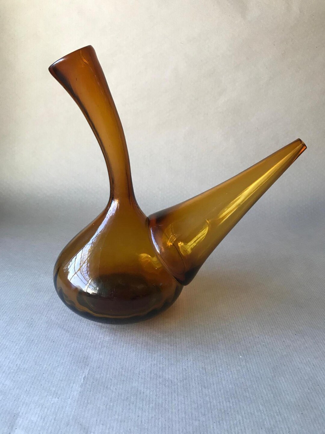Vintage Amber Glass Porron: A Spanish Tradition in Your Hands - Etsy