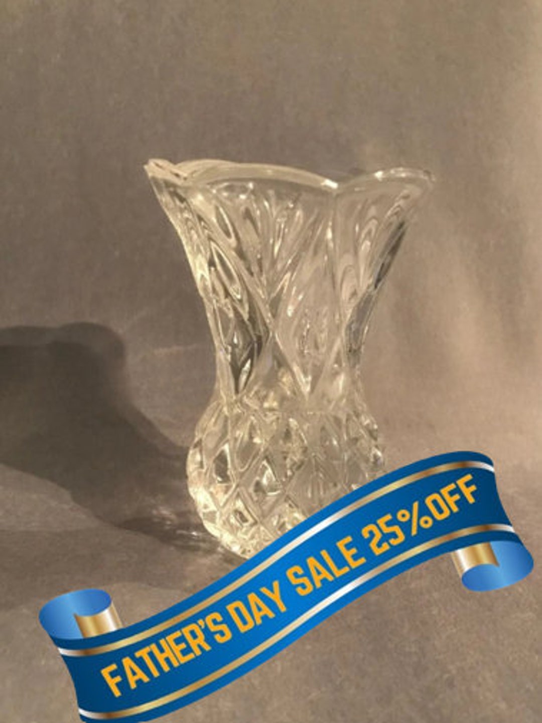 Vintage Sawtooth Cut Miniature Crystal Bud Vase. Free UK Delivery - Etsy