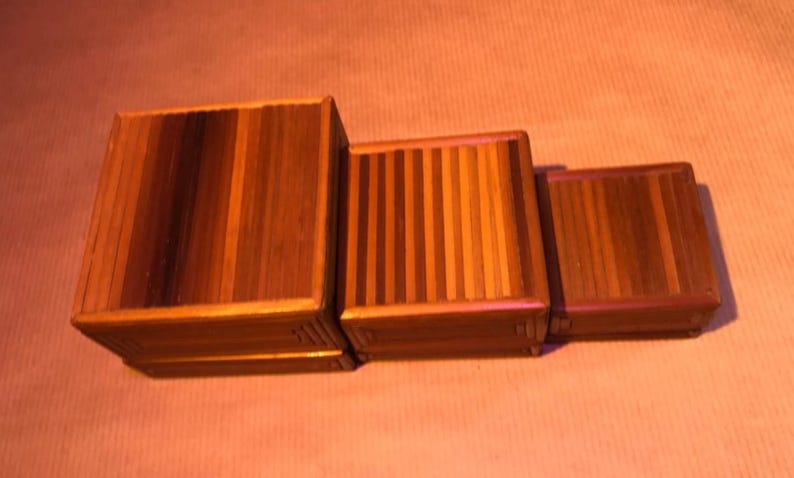 Discover the Timeless Elegance of Vintage Straw Marquetry Nesting Boxes ...