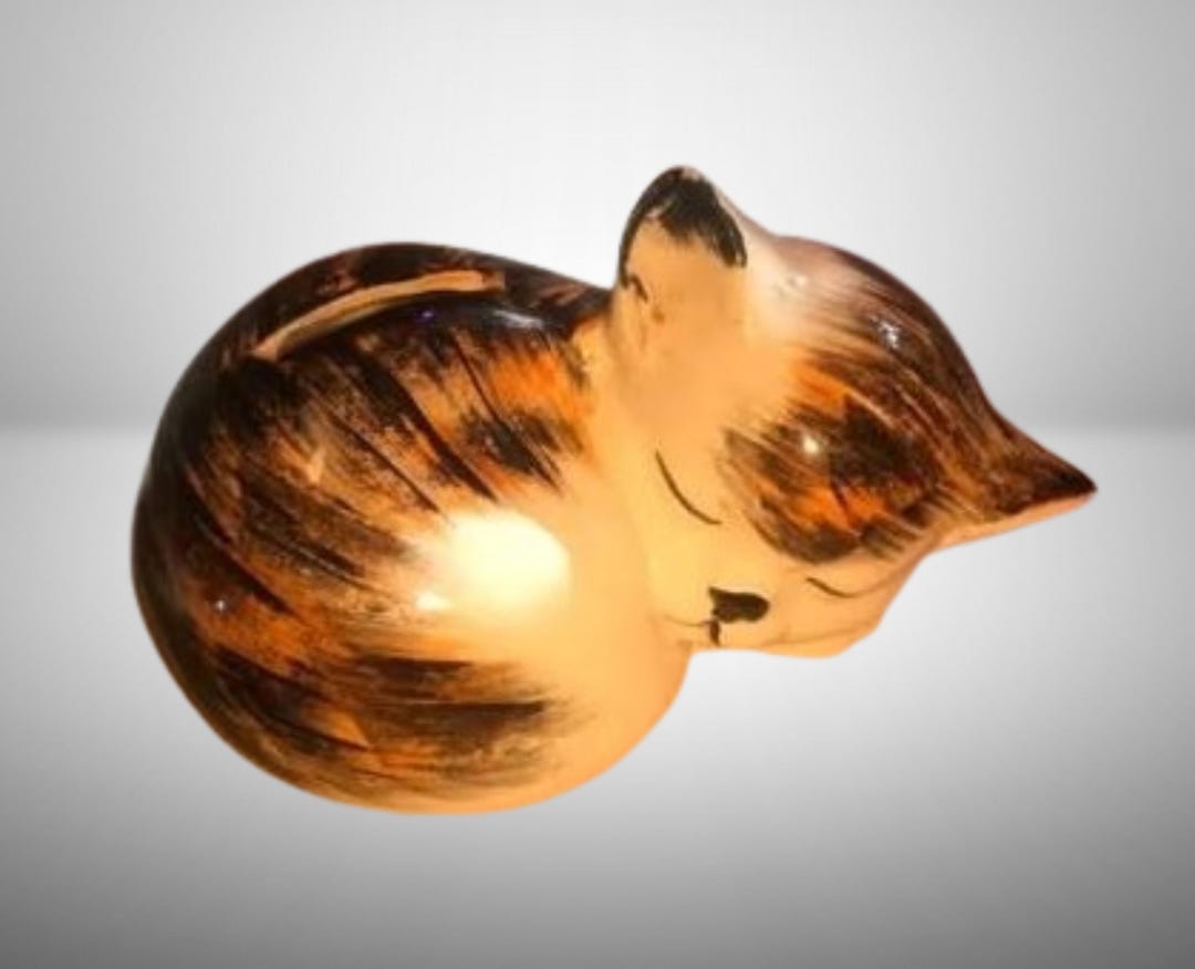 Vintage Calico Cat Money Box: Oldcourt Ware Hand-painted Pottery - Etsy