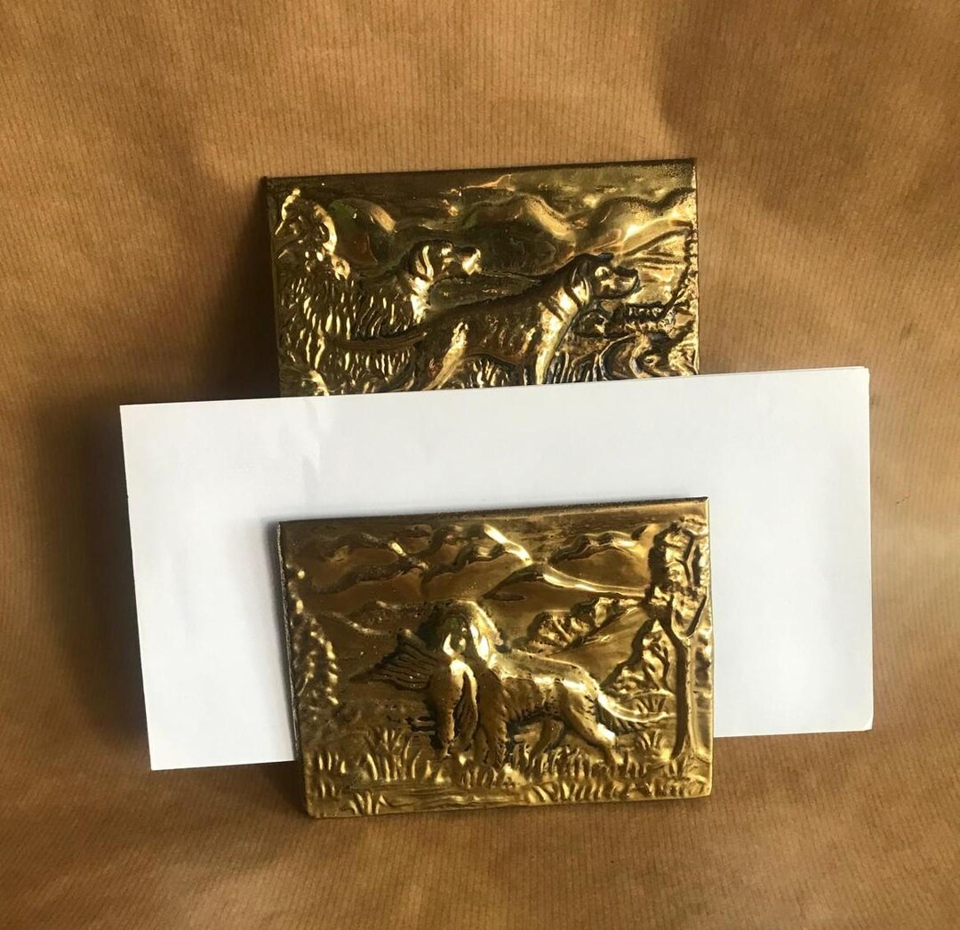 Vintage Solid Brass Mail Rack: Pheasant Hunting Scene - Etsy