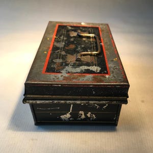 A Timeless Treasure: 1800’s Miniature Banker’s Metal Cash Box – Red ...