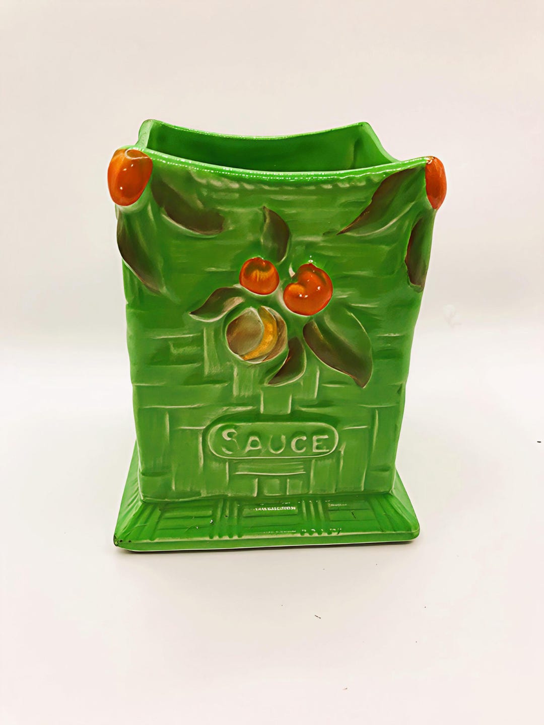 Rare Crown Devon Green Tomato Sauce Pot: Mid-century Ceramic ...