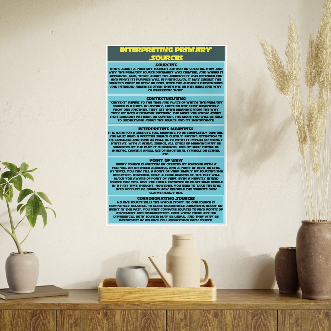 Interpreting Primary Sources Poster, Classroom Decor, History Teachers ...