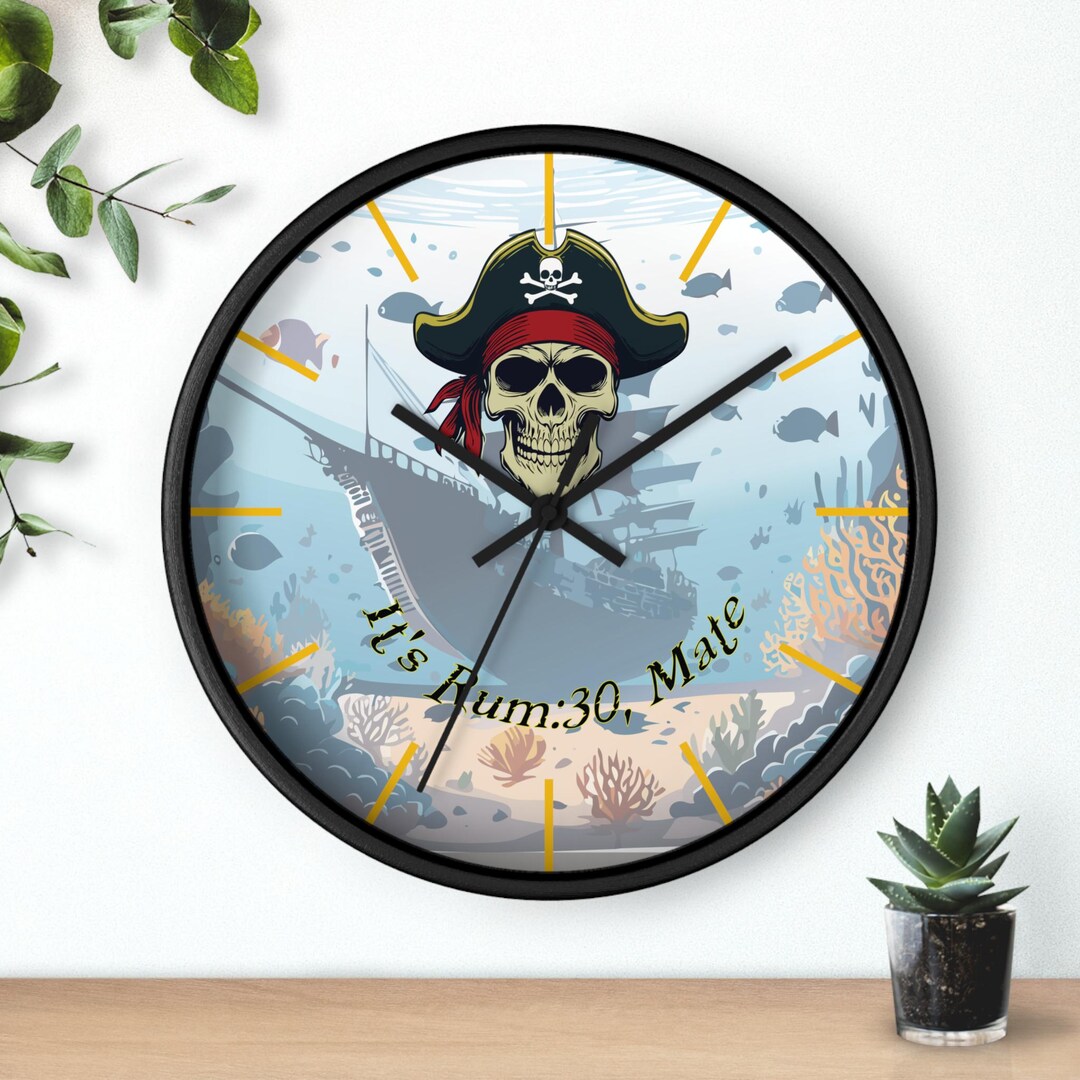 Pirate Theme Clock- 'it's Rum:30, Mate' Nautical Wall Clock,unique ...